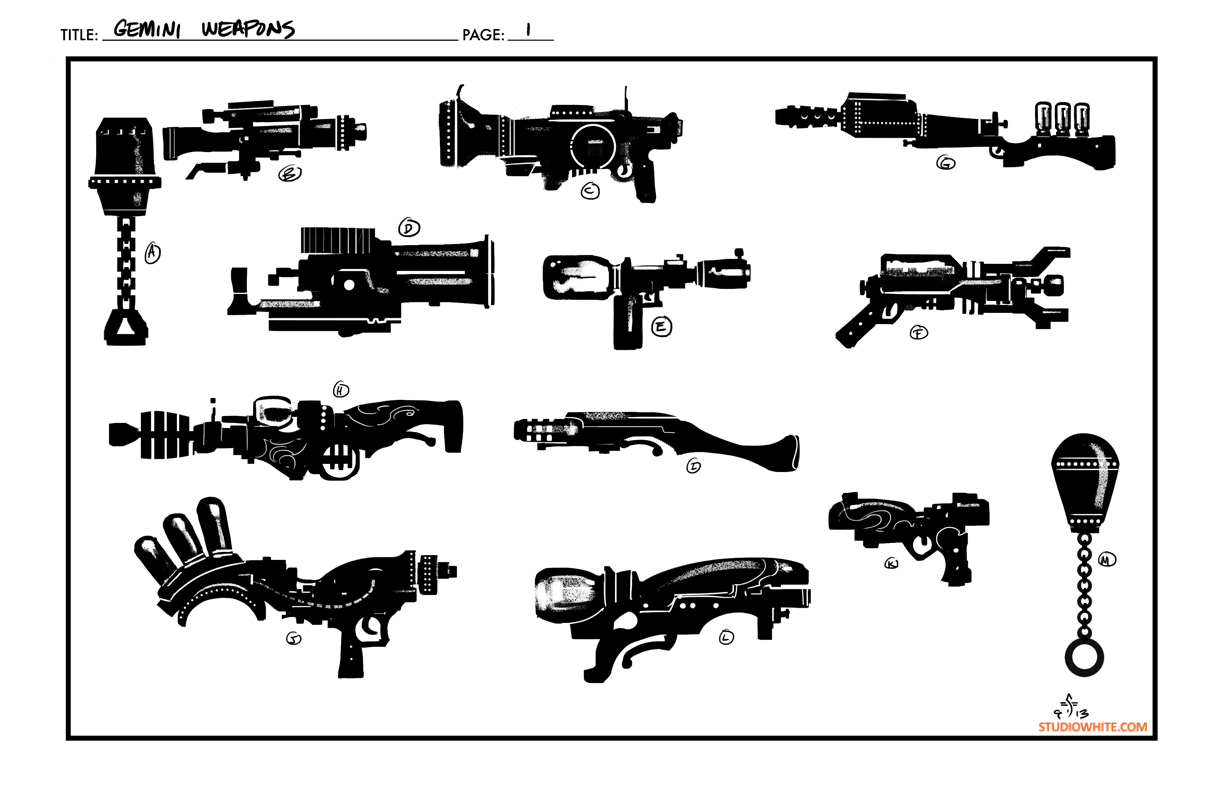 WEAPONS – STUDIOWHITE VISUALS- Concept Art & Storyboards